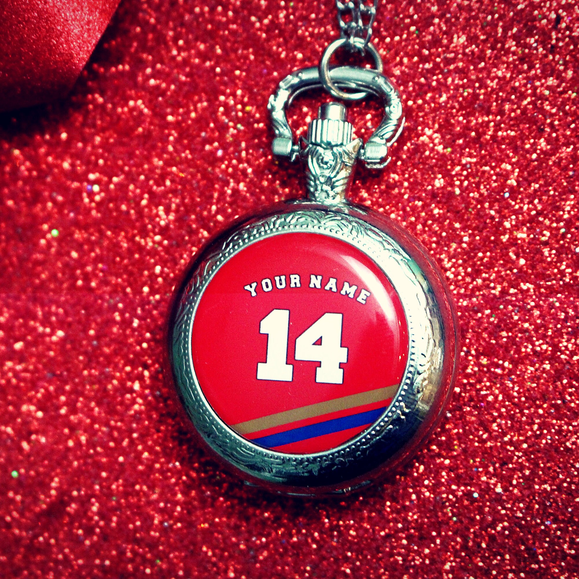 Arsenal football colours Pocket Watch. Gunners. Personalised | Etsy