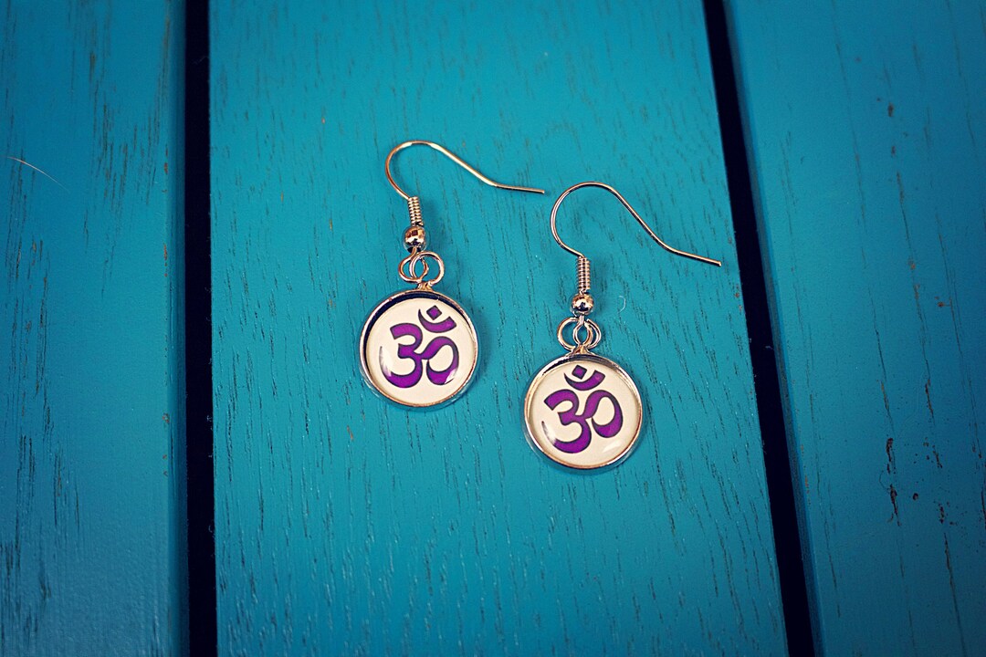 Zen Om Symbol Earrings -ohm Yoga Meditation Peace Spirituality. Hippie ...