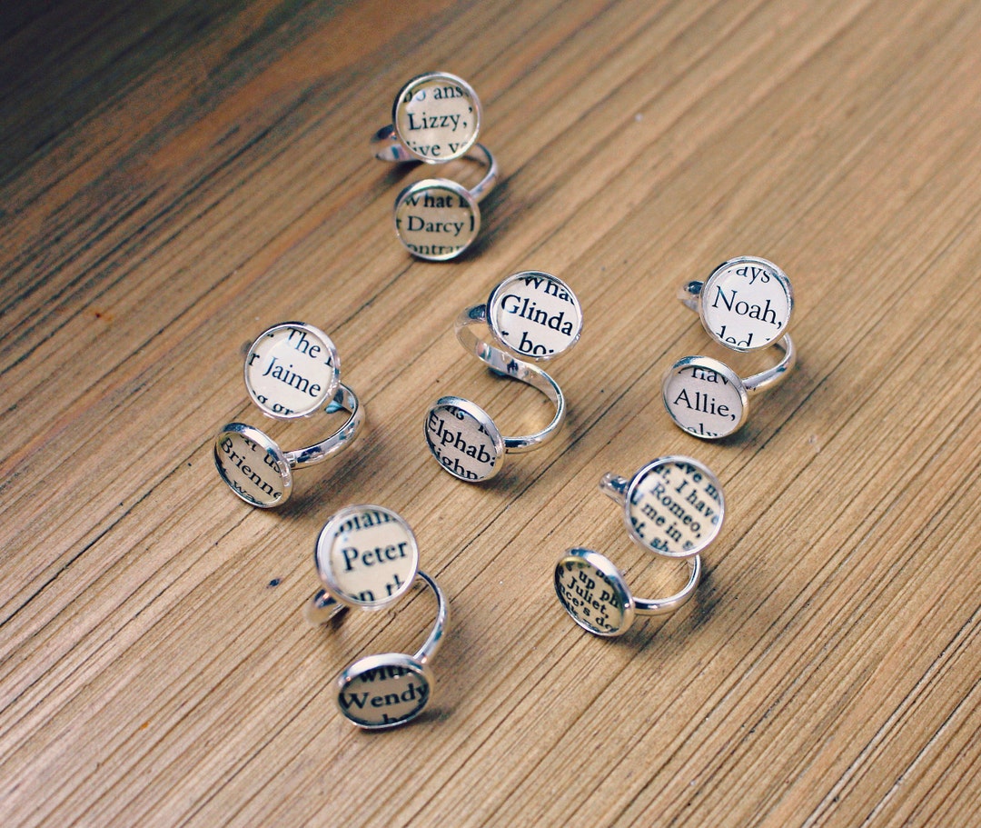 Recycled Book Page Rings. Book Lover Gift Bookworm Literature Upcycled ...