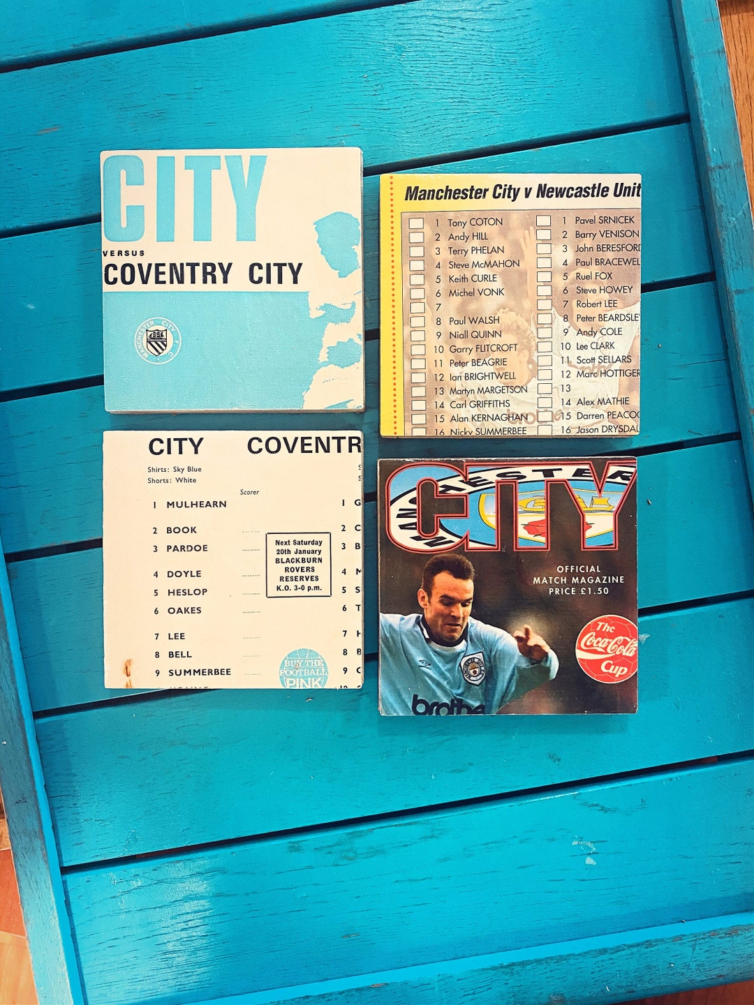 Vintage Man City Football Programme Coasters. Upcycled Football Gift ...