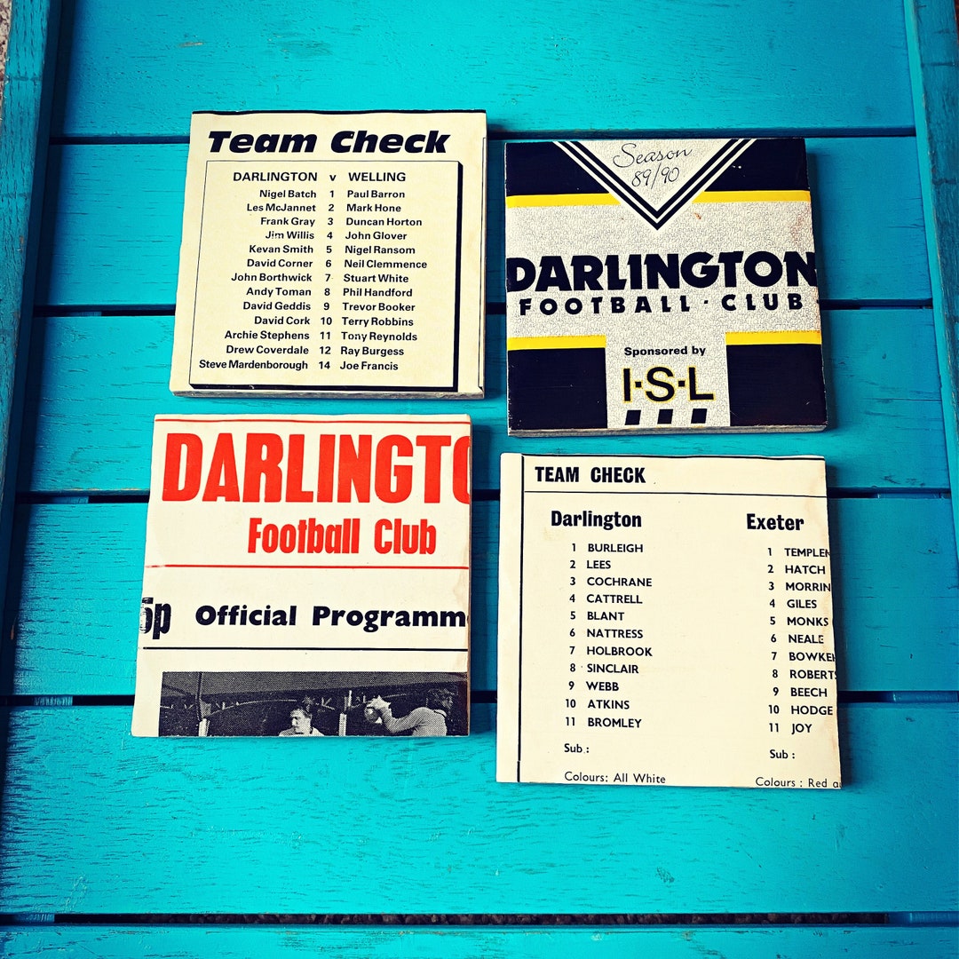Vintage Darlington Football Programme Coasters. Upcycled Football Gift ...