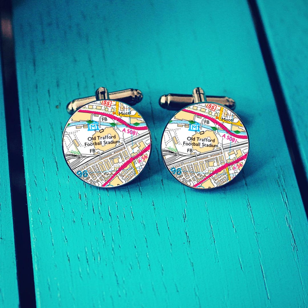 Man United Football Stadium Map Cufflinks. Old Trafford Stadium ...