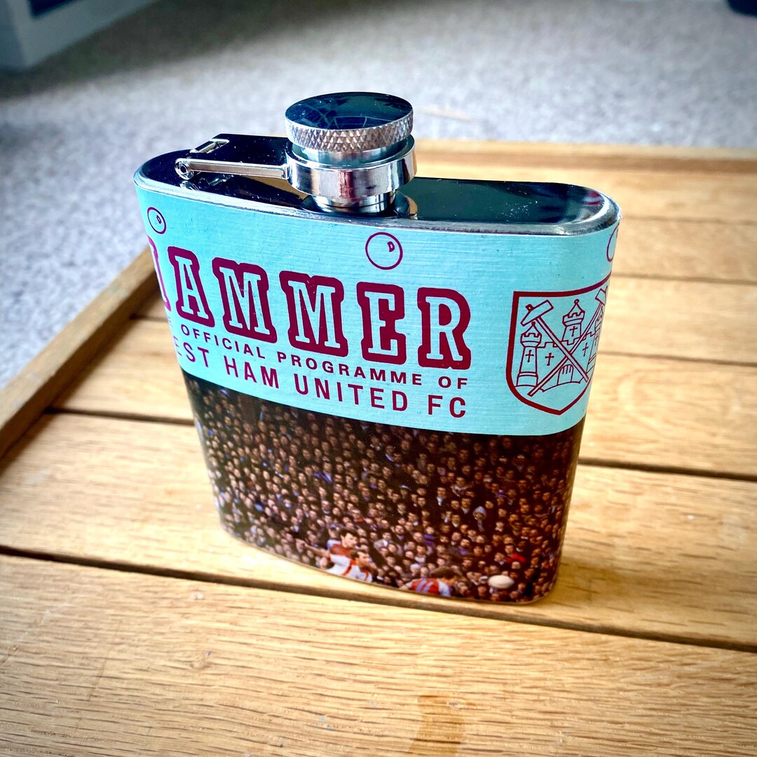 Vintage West Ham United Football Programme Hip Flask. Upcycled Football ...
