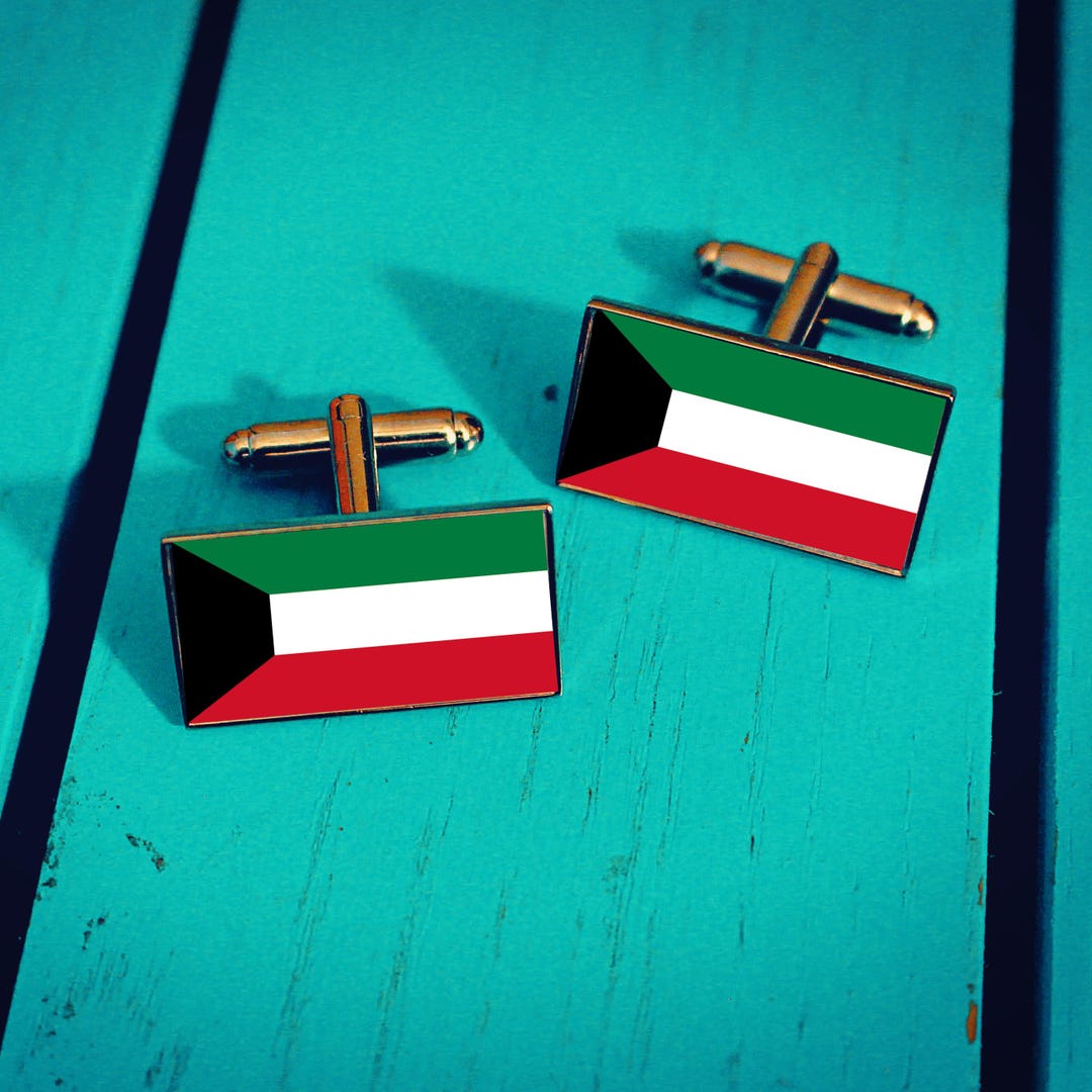 Kuwait Flag Cufflinks. Kuwaiti Gift for Men. National Flag Wedding ...