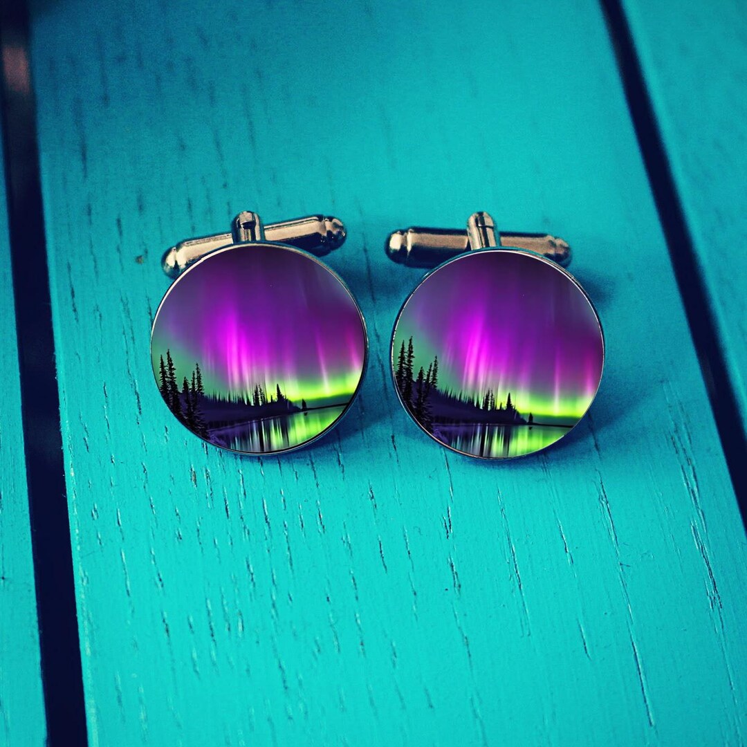 Northern Lights Cufflinks. Aurora Borealis Cufflinks. Groomsmen Gift ...