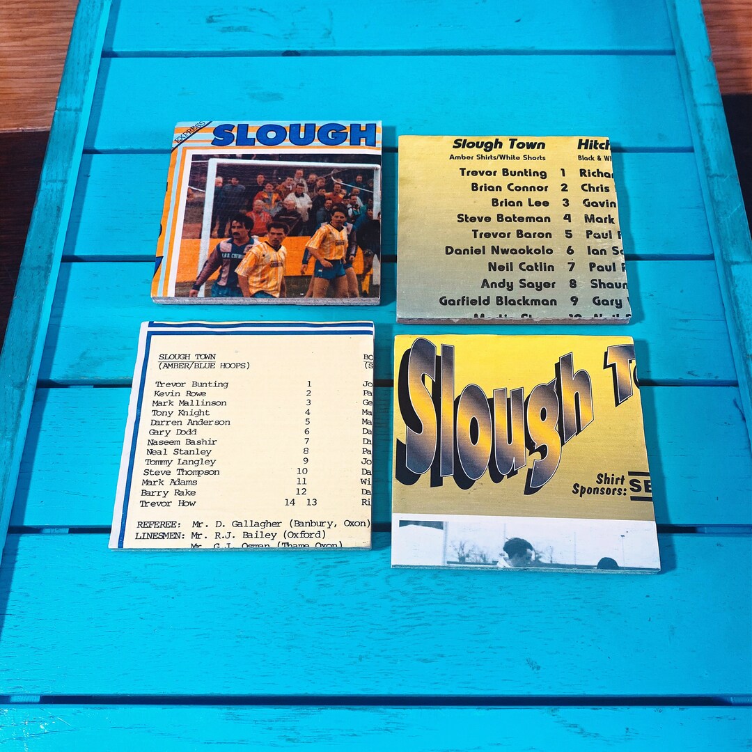 Vintage Slough Town Football Programme Coasters. Upcycled Football Gift ...