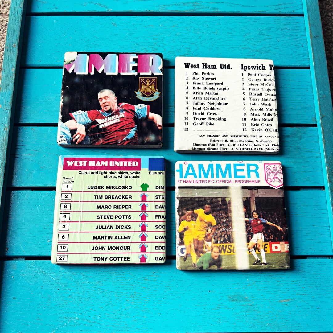 Vintage West Ham United Football Programme Coasters. Upcycled Football ...