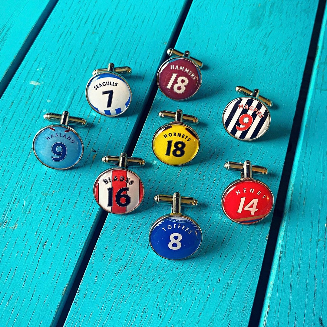 Football Shirt Cufflinks. Personalised Name and Number. Favourite ...