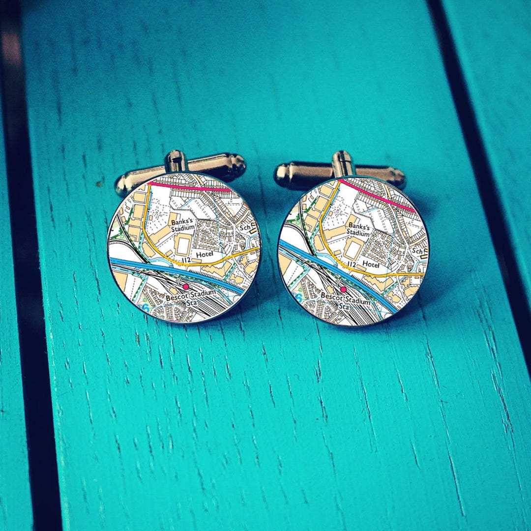 Walsall Football Stadium Map Cufflinks. Bescot Stadium Personalised ...