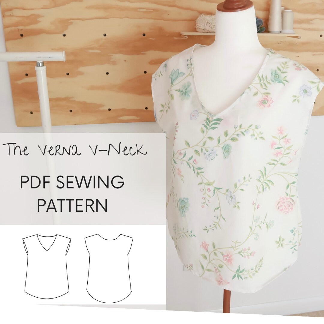 Basic V-neck Top PDF Sewing Pattern - Etsy