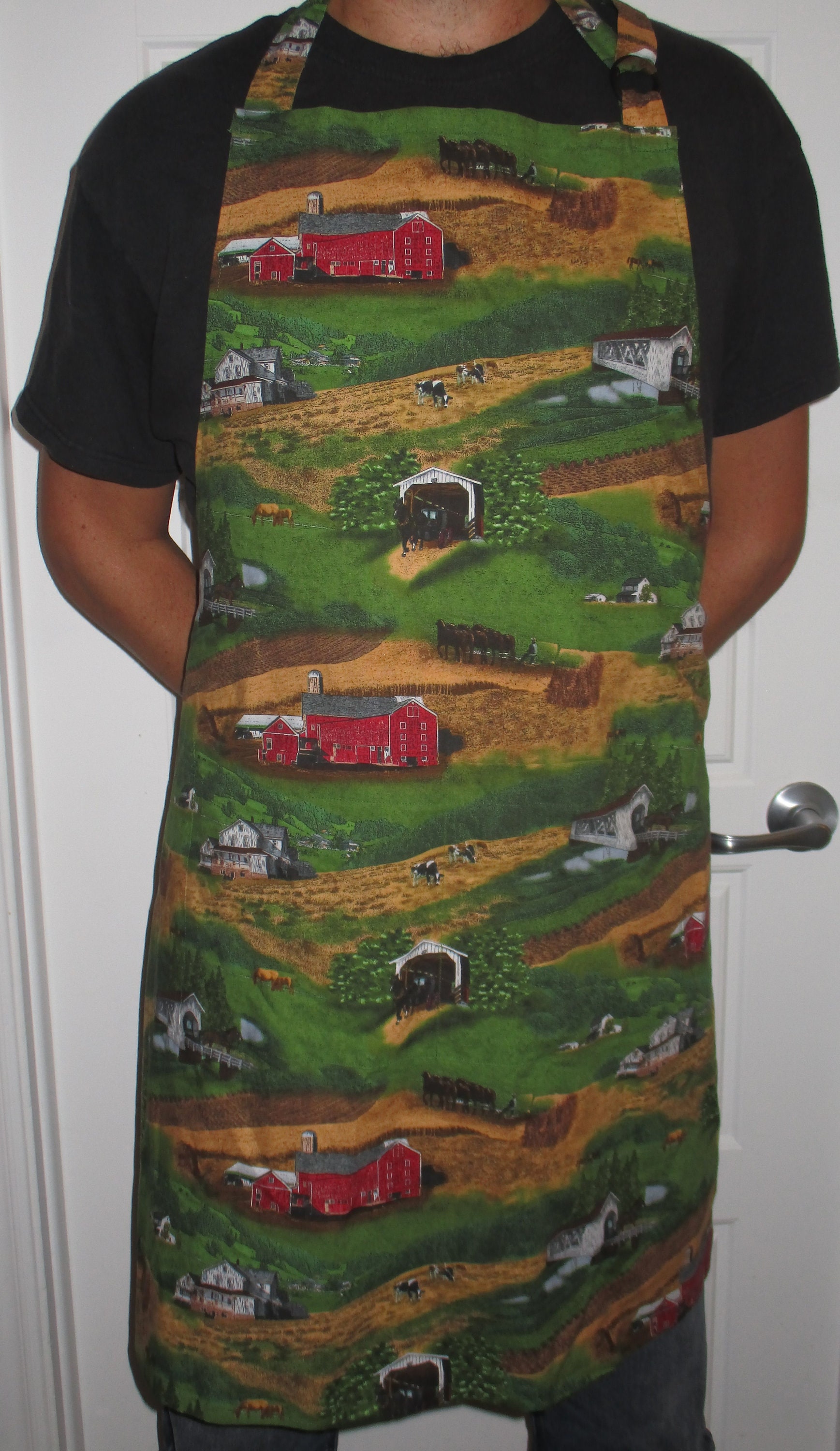 Adult Kitchen Apron / Country / Farm / Covered Bridge / Apron / Kitchen ...