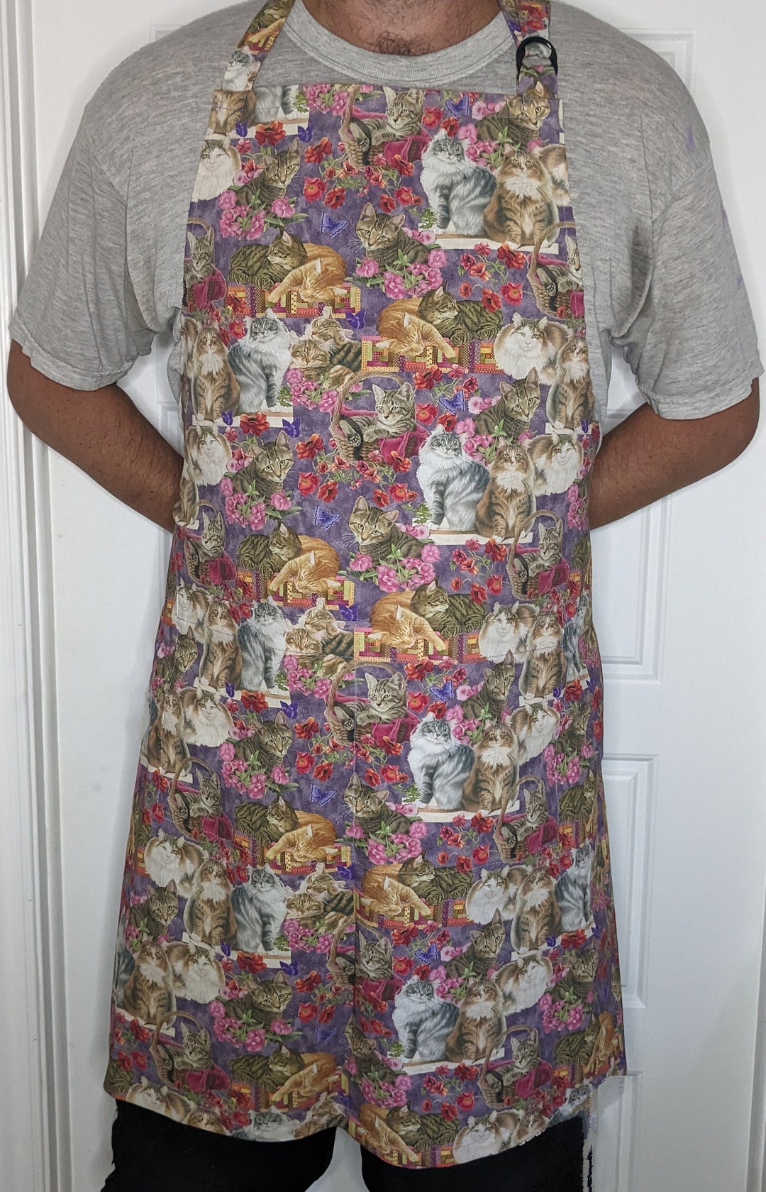 Adult Kitchen Apron / Cats / Flowers / Butterflies / Apron / Kitchen ...