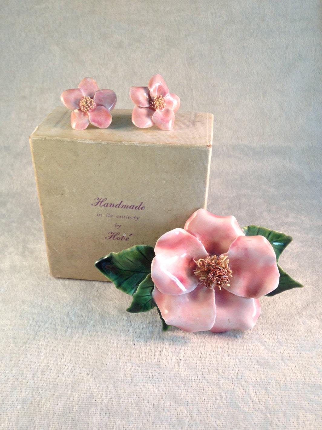 SPECTACULAR Hobé Demi Parure With Earrings and Huge Porcelain | Etsy