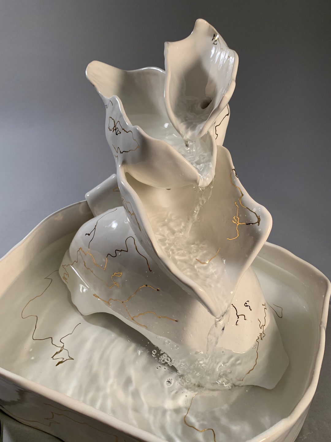 Fountain. Indoor/outdoor Water Feature. Elegant White Waterfall With ...