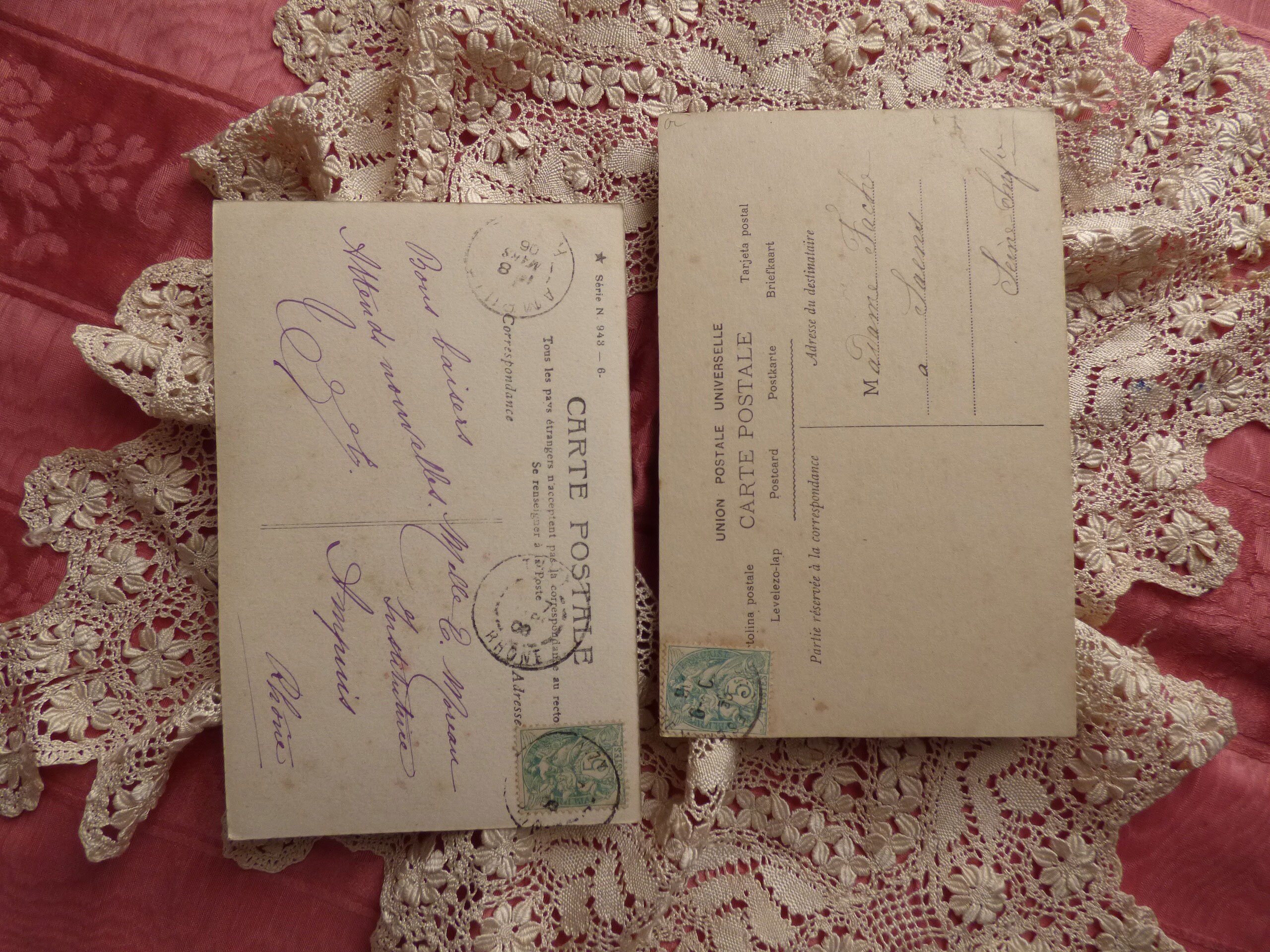 2 Antique Postcards 1900s French Actresses as Nymphs - Cinema Precursor ...