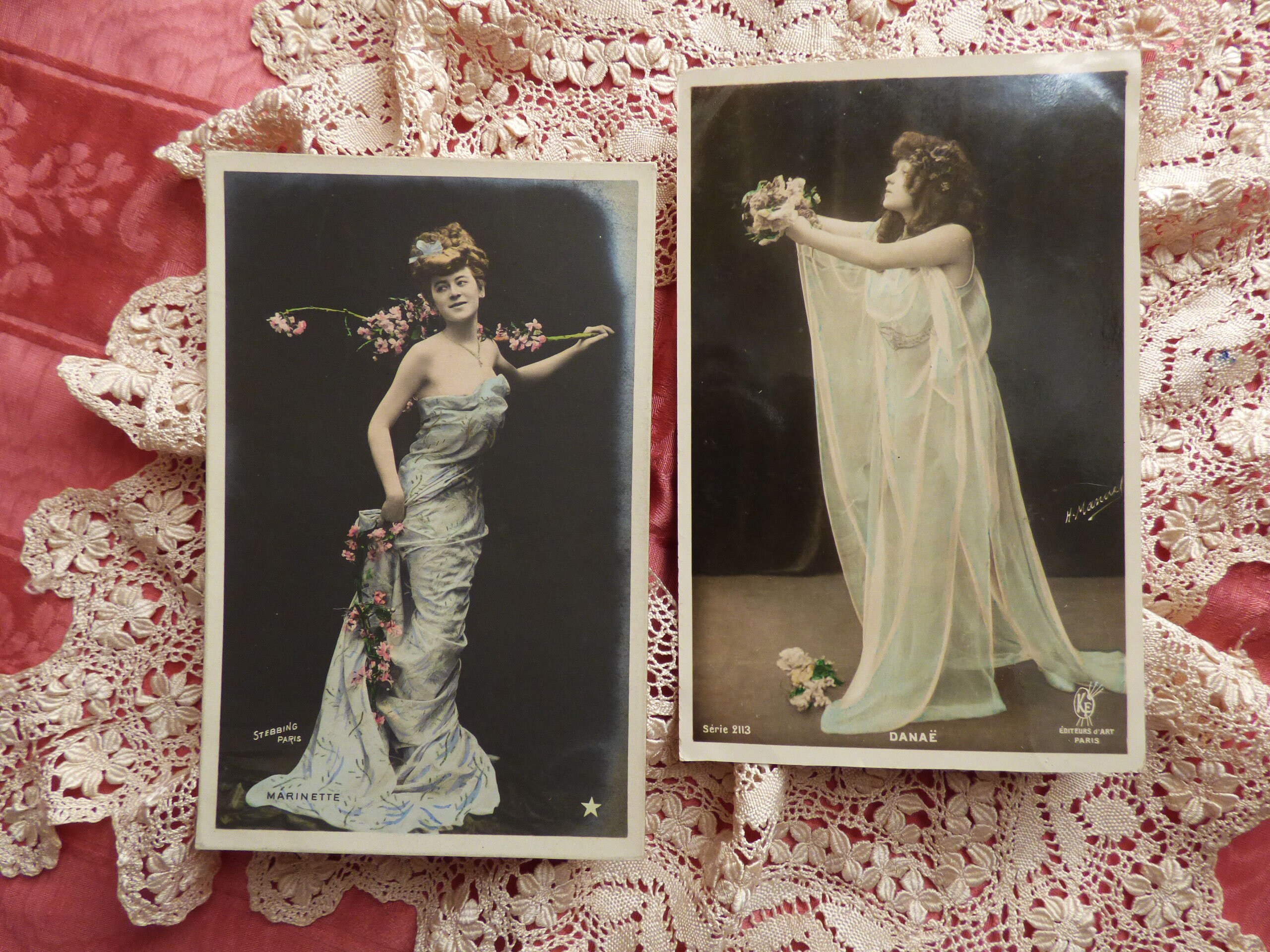 2 Antique Postcards 1900s French Actresses as Nymphs - Cinema Precursor ...