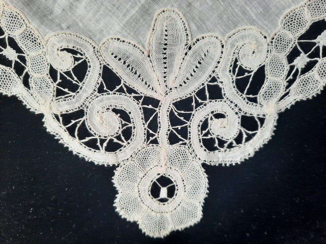 Antique Lace Handkerchief 1900s - Beautiful Princess Lace Antique Hanky ...