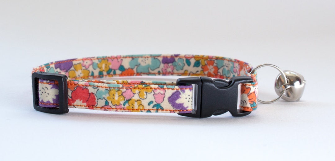 Flower Cat Collar, Cat Breakaway Collar, Cat Bell, Kitty Collar, Floral ...