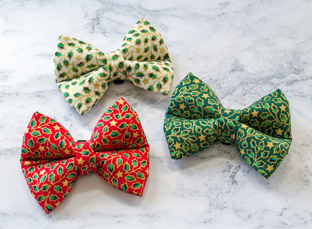Christmas Dog Bow, Dog Bow, Xmas Dog, Gift for Dog, Holly Dog, Red ...