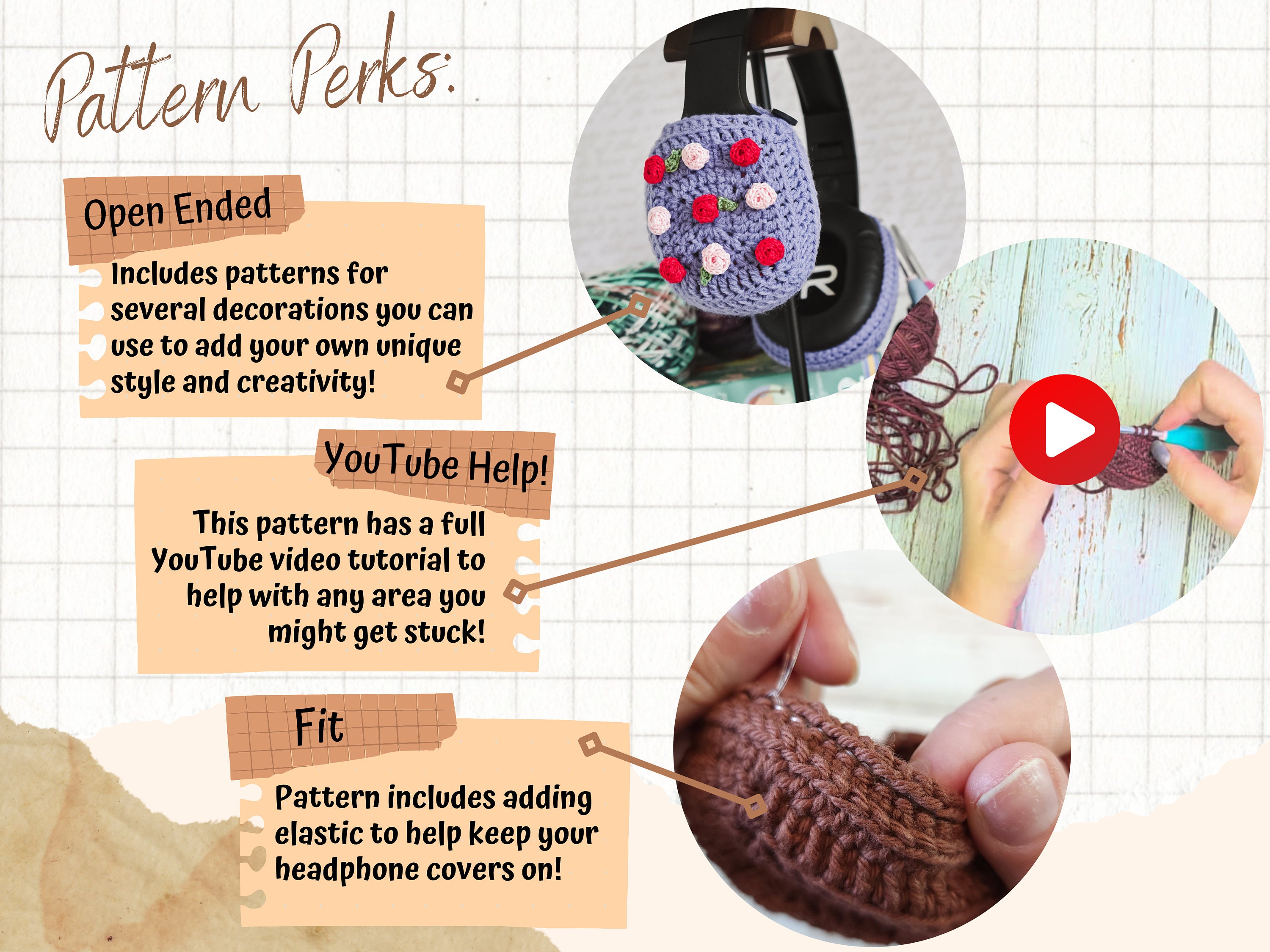 Crochet Headphones Cover Pattern, Headphone Pattern, Gift Pattern ...