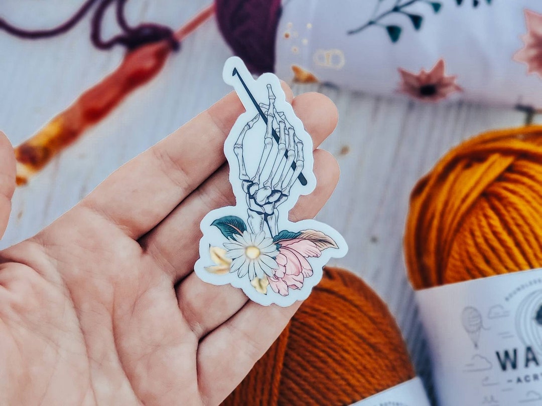 Sticker, Crochet Stickers, Crochet Hook Sticker, Skeleton Sticker ...