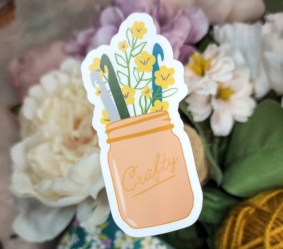 Sticker, Crochet Stickers, Crochet Hook Sticker, Flower Sticker ...
