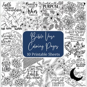 Floral Bible Verse Coloring Pages, 10 Page Book, Printable PDF Book ...