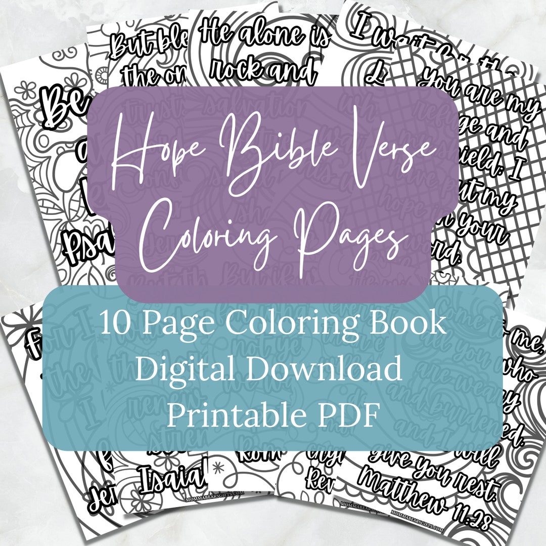 Hope Bible Verse Coloring Pages 10 Page Book Printable PDF - Etsy