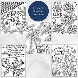 Floral Bible Verse Coloring Pages, 10 Page Book, Printable PDF Book ...
