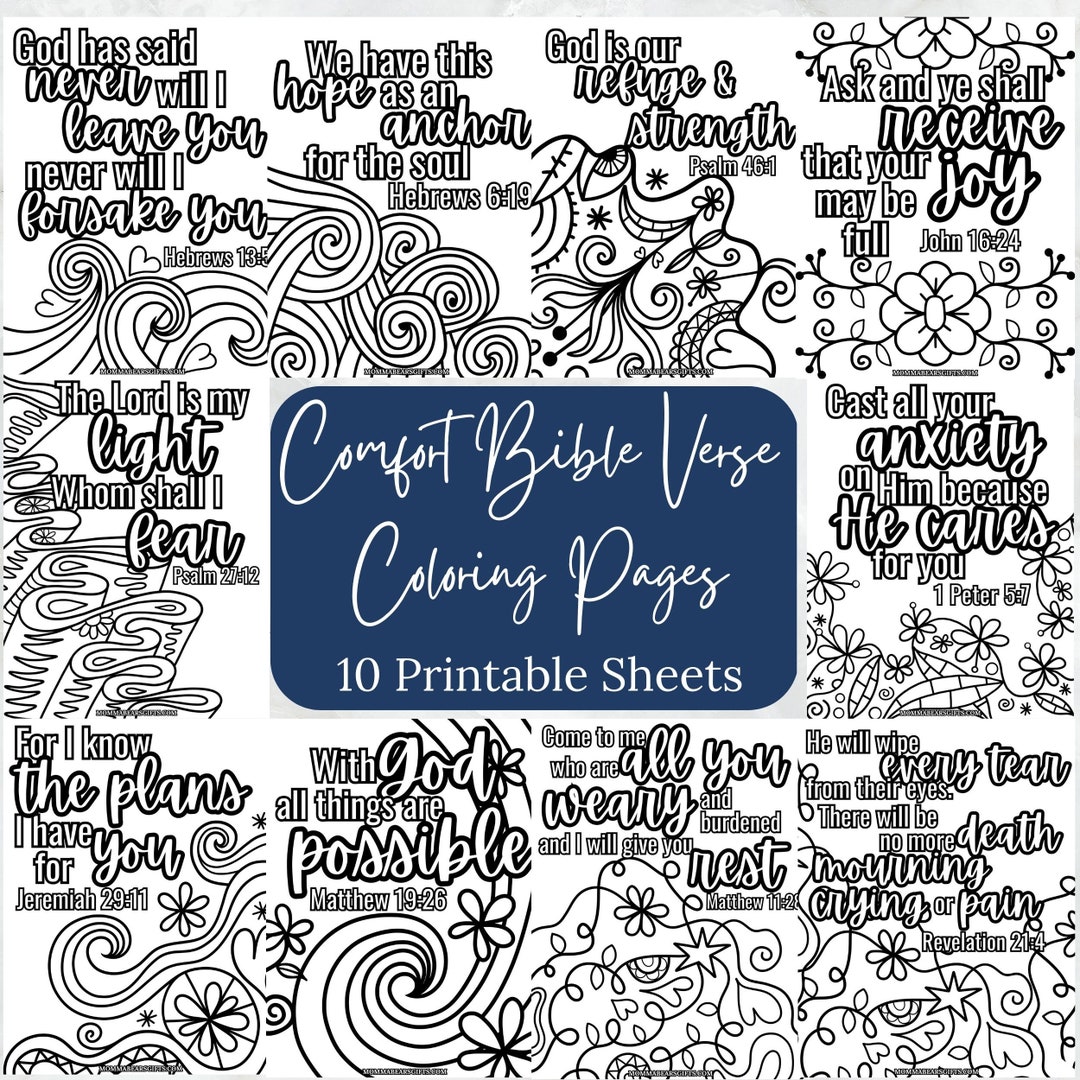 Comfort Bible Verse Coloring Pages, 10 Page Book, Printable PDF Book ...