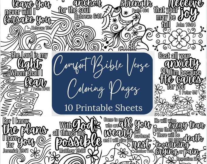 Comfort Bible Verse Coloring Pages 10 Page Book Printable - Etsy