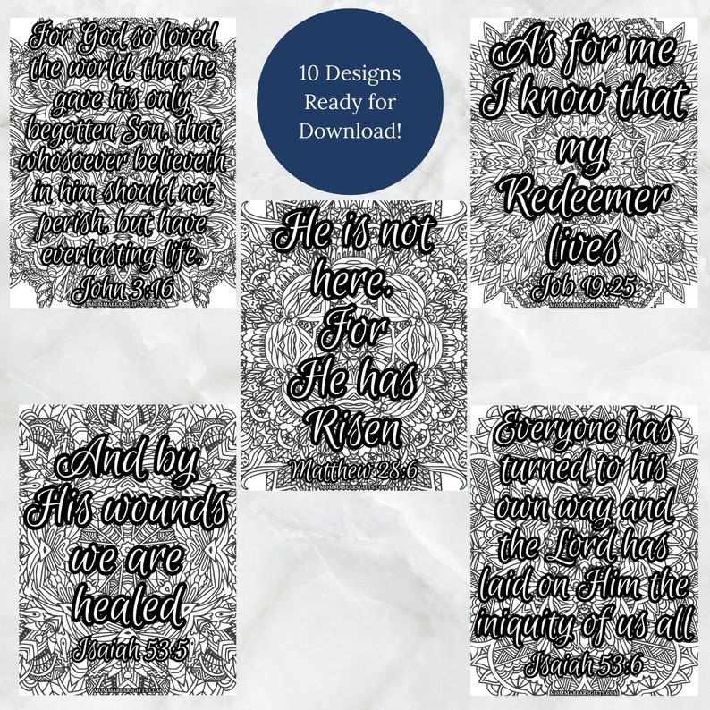 Easter Bible Verse Coloring Pages 10 Page Book Printable PDF - Etsy