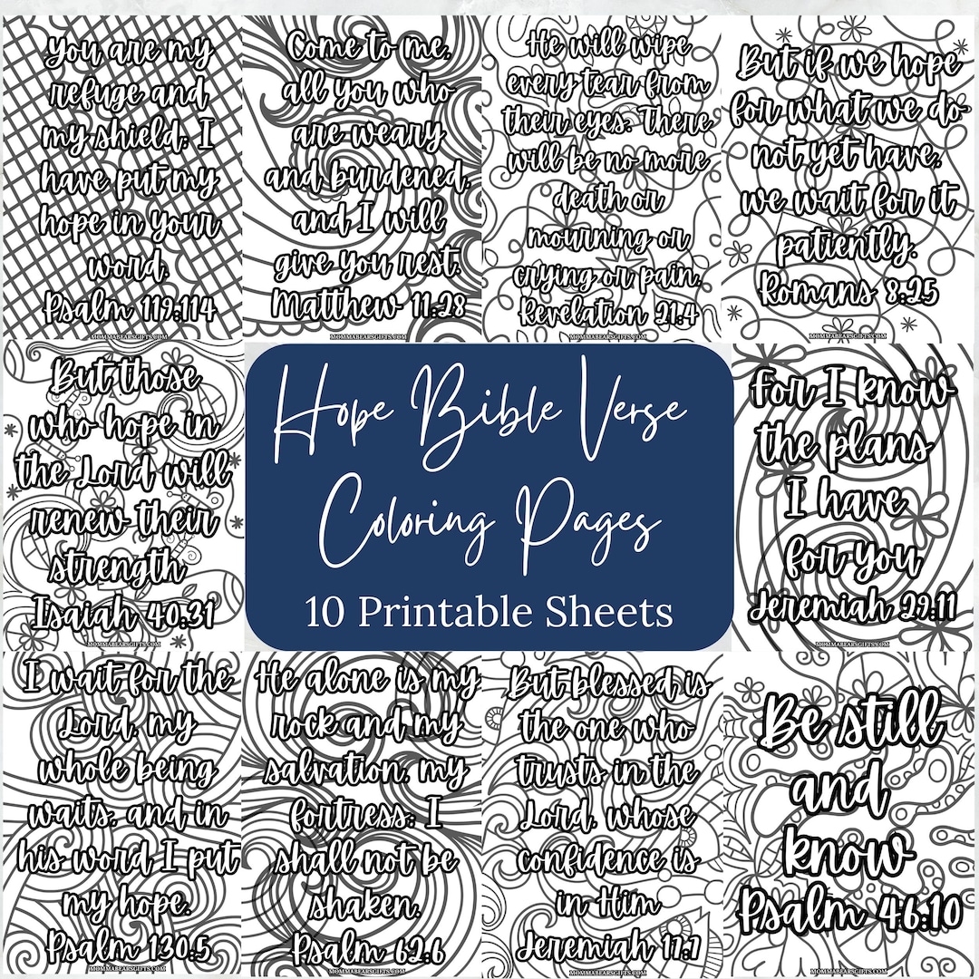 Hope Bible Verse Coloring Pages, 10 Page Book, Printable PDF Book ...