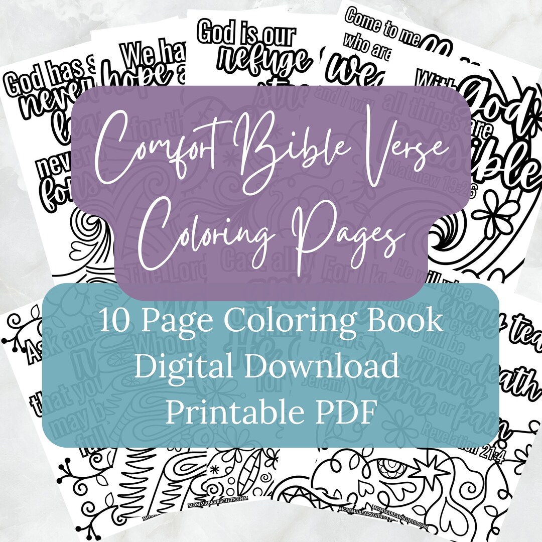 Comfort Bible Verse Coloring Pages 10 Page Book Printable - Etsy