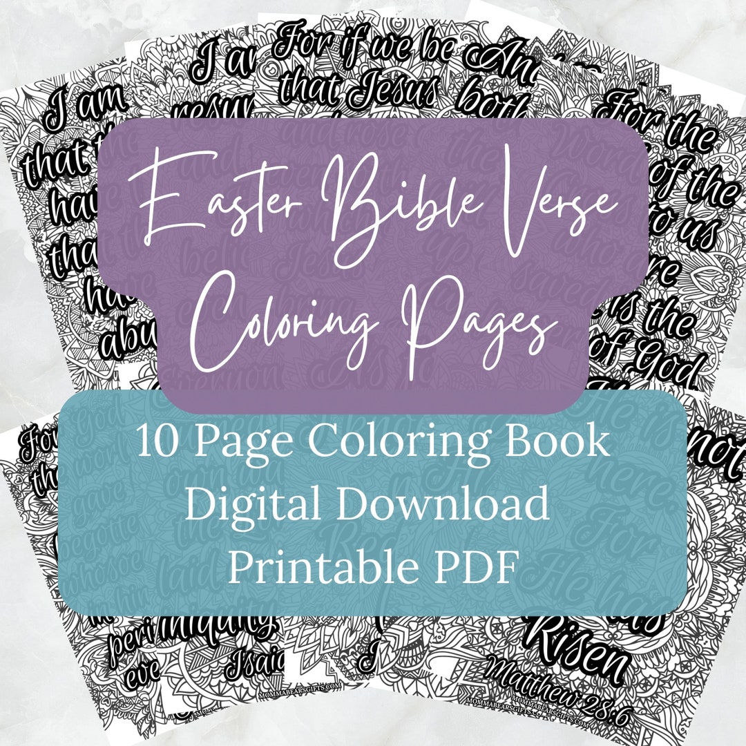 Easter Bible Verse Coloring Pages 10 Page Book Printable PDF - Etsy