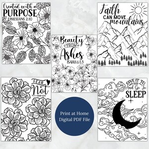 Floral Bible Verse Coloring Pages, 10 Page Book, Printable PDF Book ...