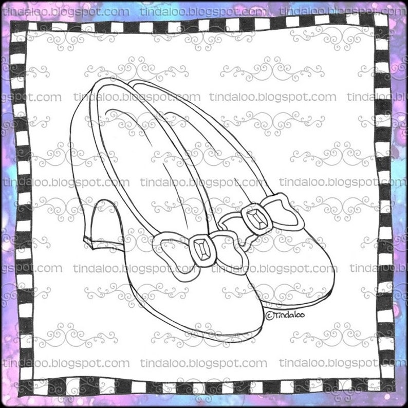 Doodle Ruby Slippers - Digital Stamp Lineart Images - Etsy