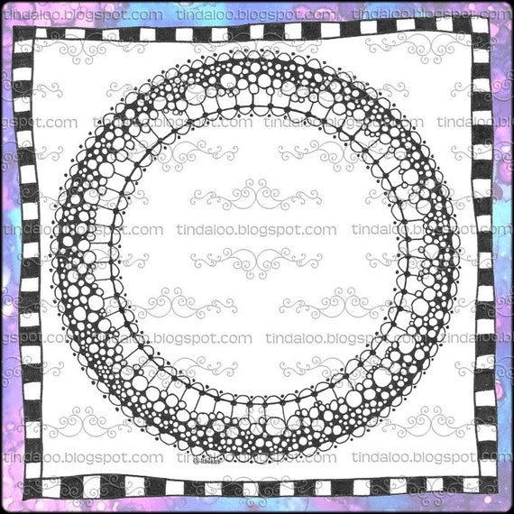Bubbly Circle Frame Doodle Digital Stamp Lineart Image | Etsy