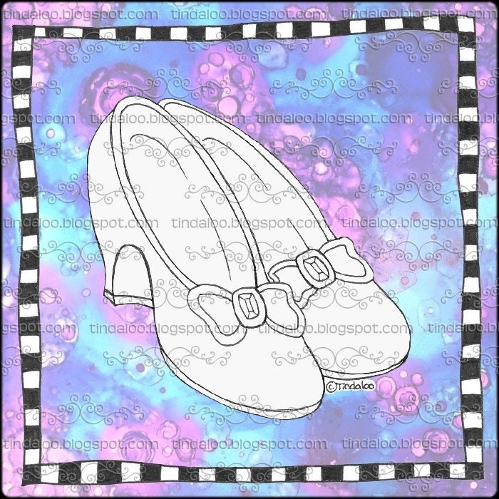Doodle Ruby Slippers - Digital Stamp Lineart Images - Etsy