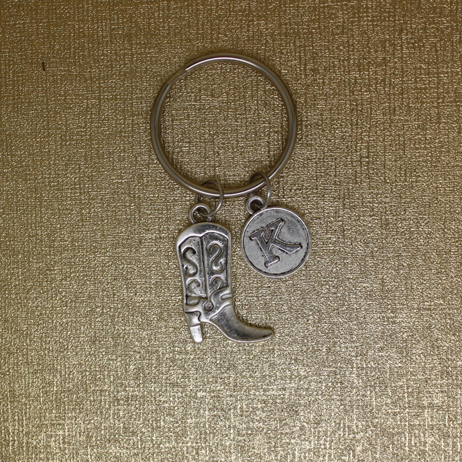 Cowboy Boot Keychain Cowgirl Boot Initial Keychain Western - Etsy