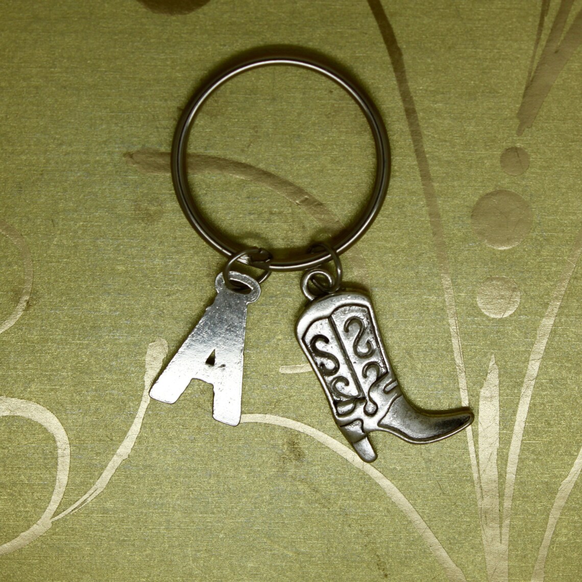 Cowboy Boot Keychain Cowgirl Boot Initial Keychain Western - Etsy