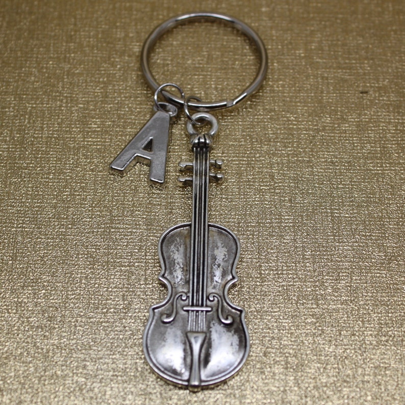 Violin charm keychain initial keychain Musical instrument | Etsy