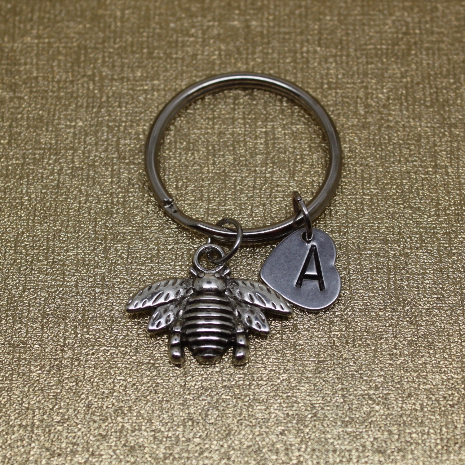 BEE keychain Honey Bee insects keychain initial keychain | Etsy