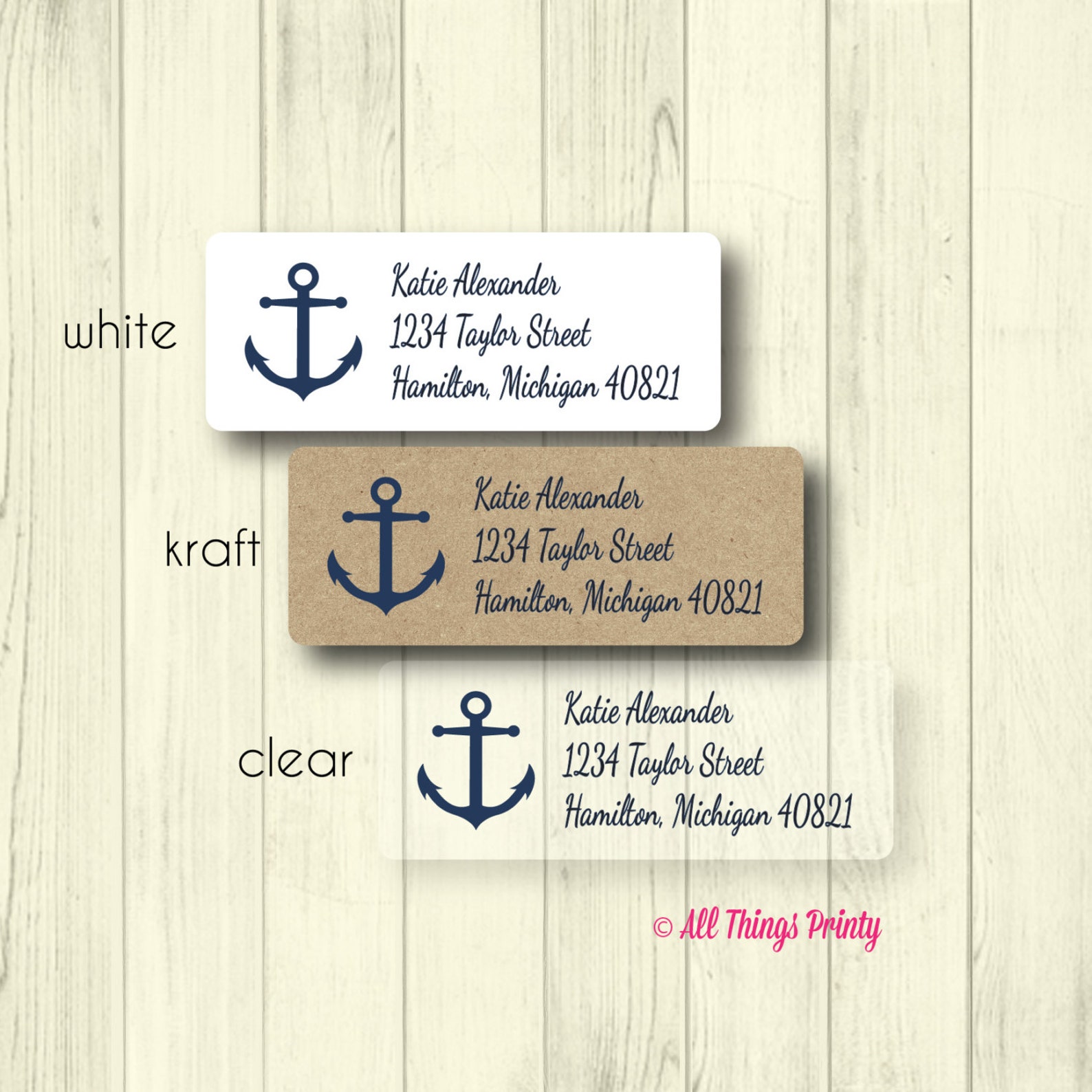 Anchor Address Labels - Custom Everyday Personalized Nautical Navy Blue ...