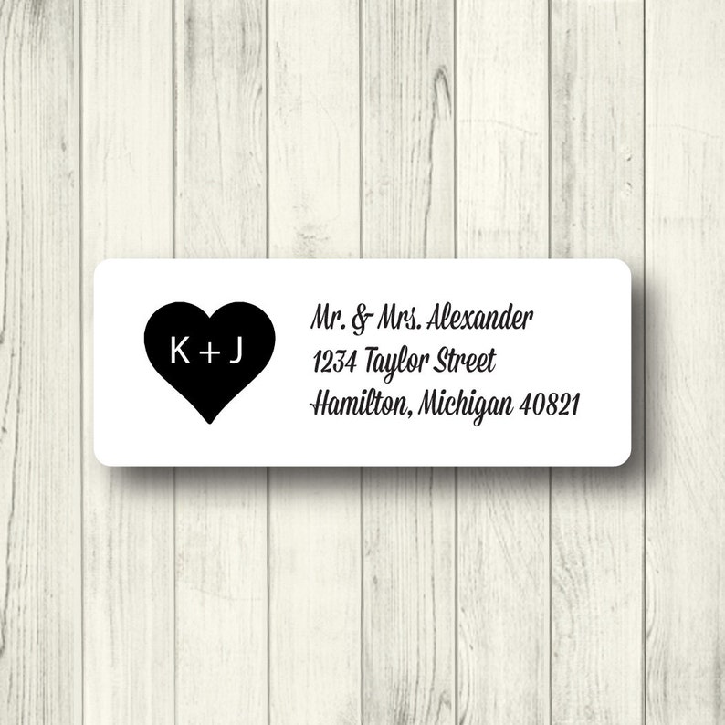 Initial Heart Custom Return Address Labels Personalized - Etsy