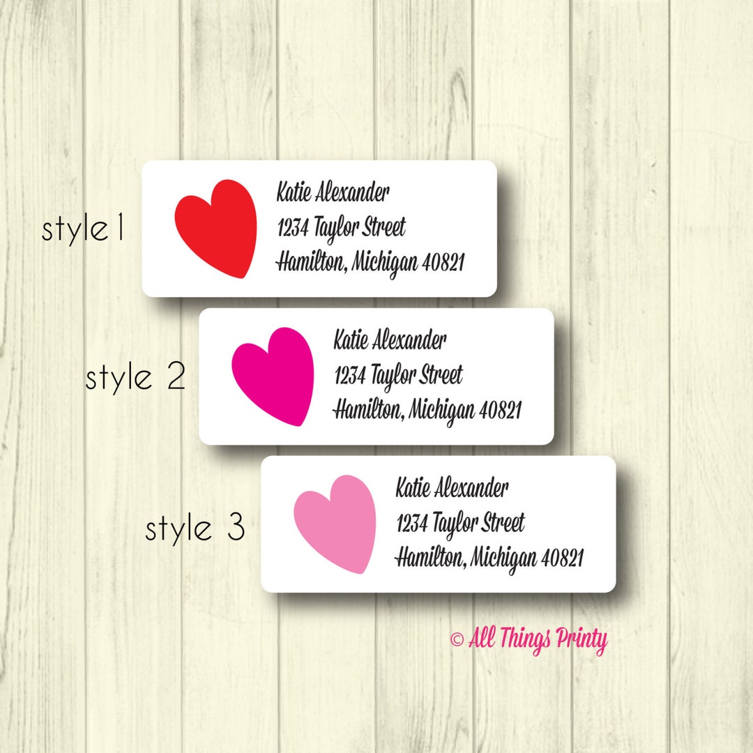 Heart Return Address Labels: Personalized Mailing Stickers - Etsy