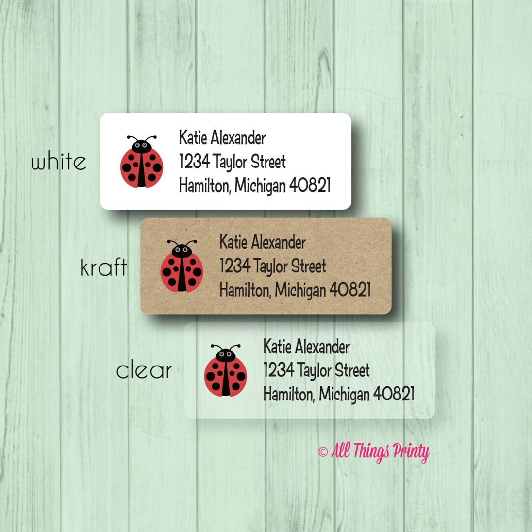 Ladybug Address Labels - Custom Everyday Personalized Insect Lady Bug ...