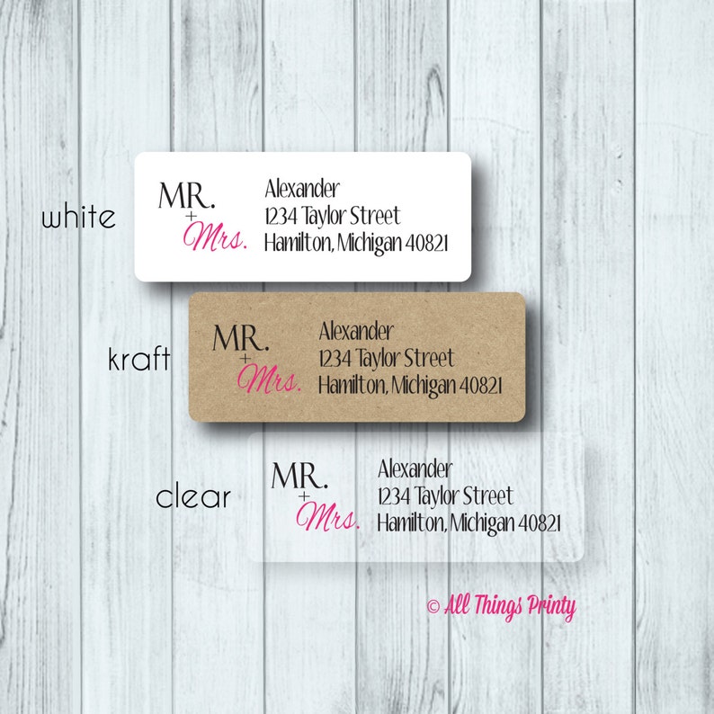 Mr. & Mrs. Custom Return Address Labels Personalized Wedding - Etsy ...
