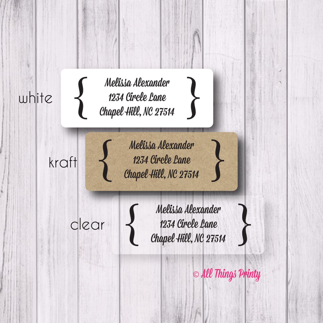 Custom Return Address Labels: Bracket Design, Matte, Kraft, or Clear - Etsy