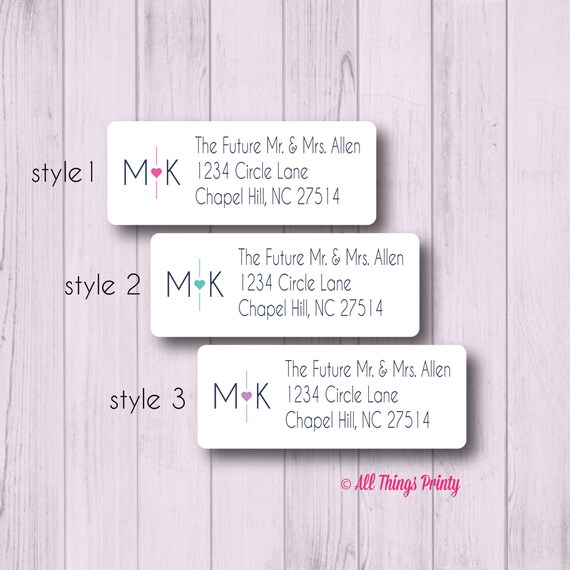 Initial Heart Labels Custom Personalized Wedding | Etsy